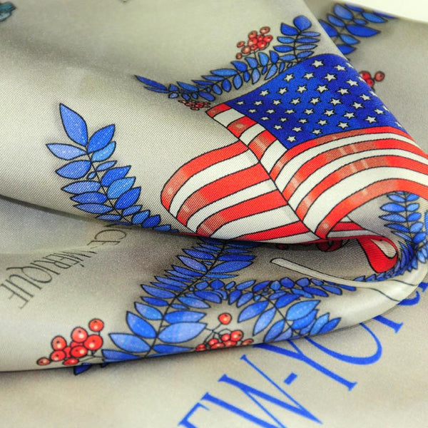 French silk scarves - twill - paris - new york - grey - 27x27" - ANNE ...