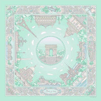 French silk scarves - twill - paris - green - 27x27" - ANNE TOURAINE ...