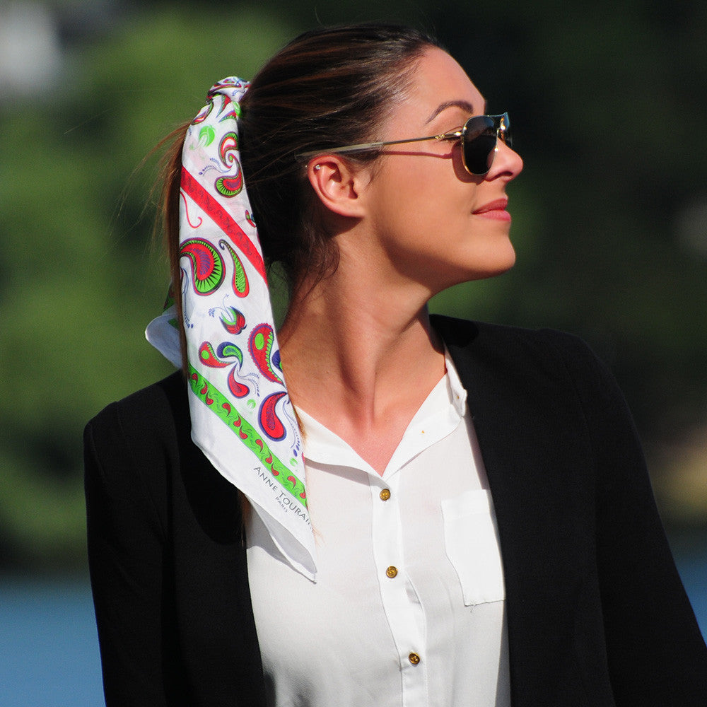 SILK-COTTON BANDANA - Multicolor - 27" x 27" - ANNE TOURAINE Paris ...
